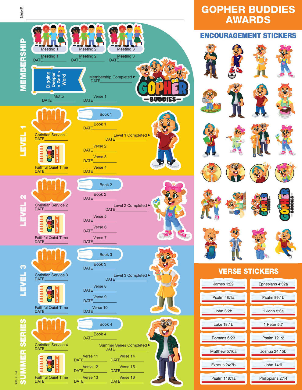 Gopher Buddies Award Stickers (2025-26) – Word of Life Store